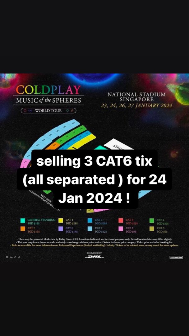 COLDPLAY CAT 6 TIX 24JAN, Tickets & Vouchers, Event Tickets on Carousell