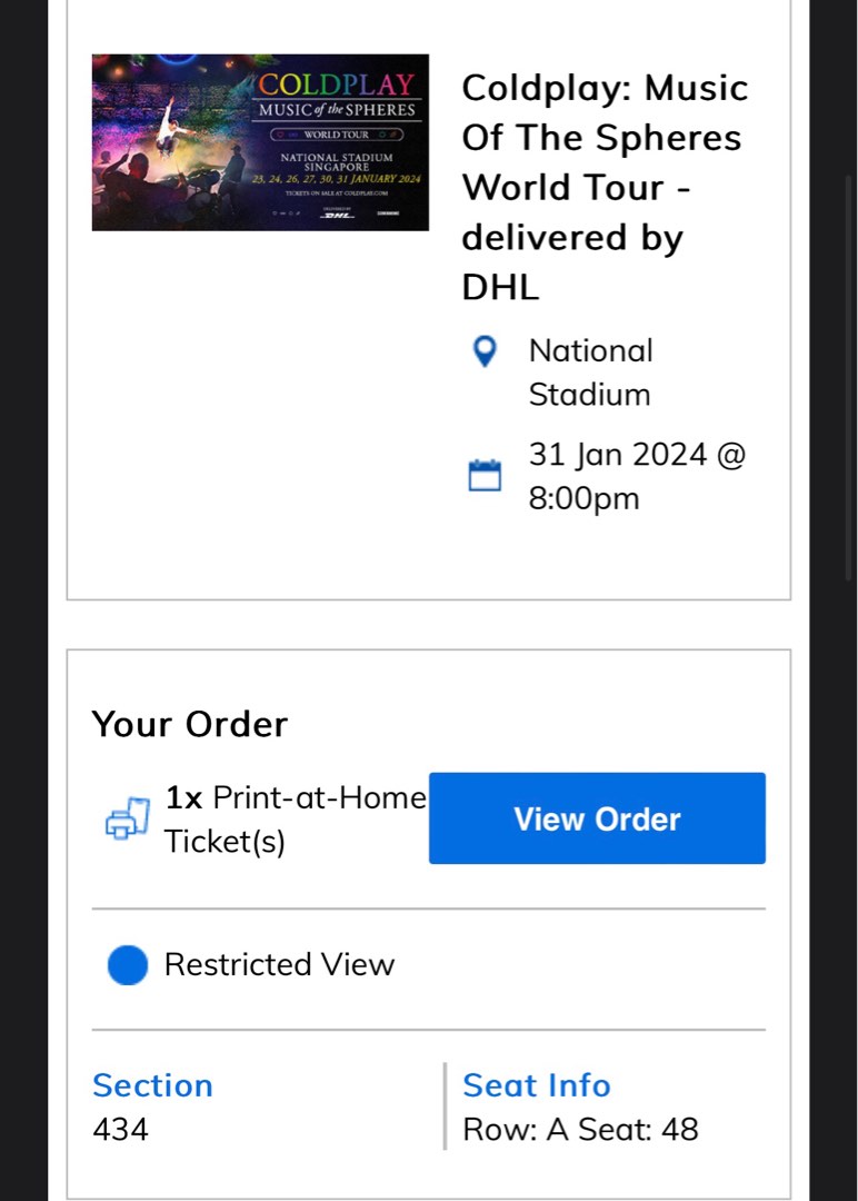 Coldplay tickets, Tickets & Vouchers, Event Tickets on Carousell