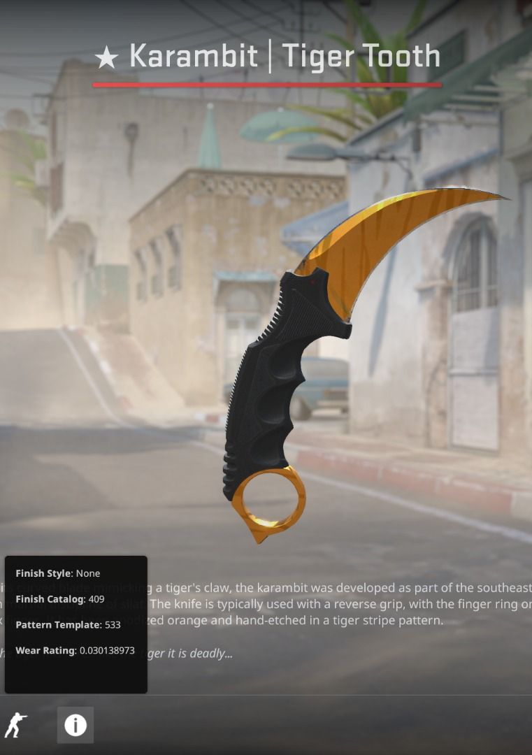 CSGO CS2 Knife Karambit Tiger Tooth Skin Skins, Video Gaming, Gaming ...