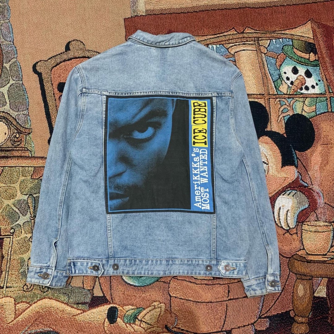 Jacket denim Ice Cube, Fesyen Pria, Pakaian , Atasan di Carousell