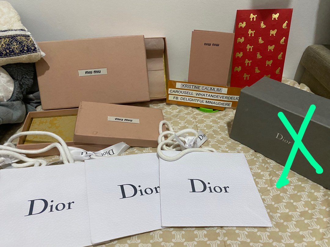 Dior paper bags and miu miu boxes, Luxury, Bags & Wallets on Carousell