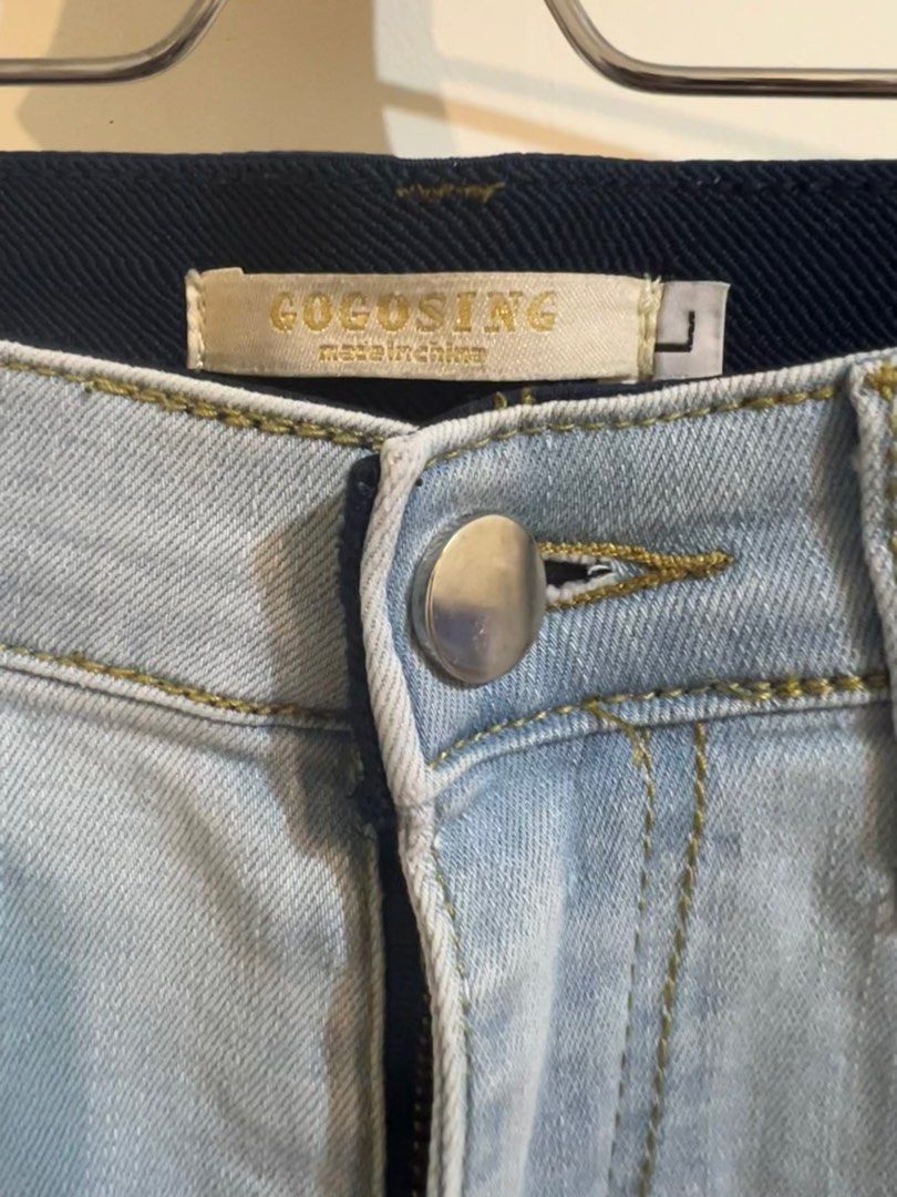 gogosing 正韓 淺藍色腰鬆緊合身牛仔褲 L號, 她的時尚, 褲＆裙, 牛仔褲、緊身褲在旋轉拍賣