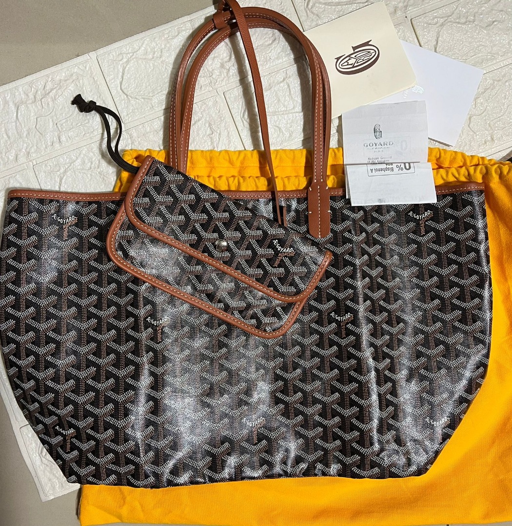 Goyard PM tan black with receipt 2022, db, tag.. lil crack handle ...