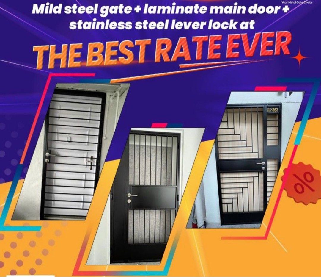 Hdb main door and gate bundle, Furniture & Home Living, Security ...
