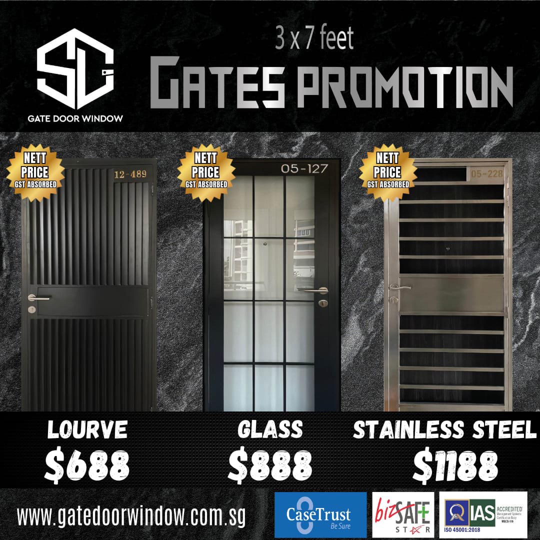 HDB/BTO MILD STEEL LOUVRE/GLASS/STAINLESS STEEL GATES PROMOTION ...