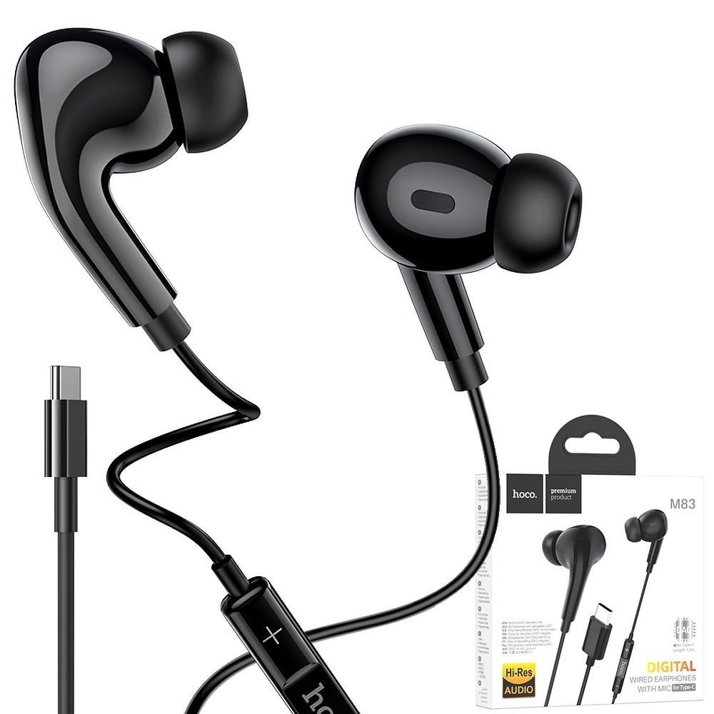 Hoco M83 Digital Wired Earphones with Mic Type C Stereo In-Ear Wire-controlled Type-C Earphone ...