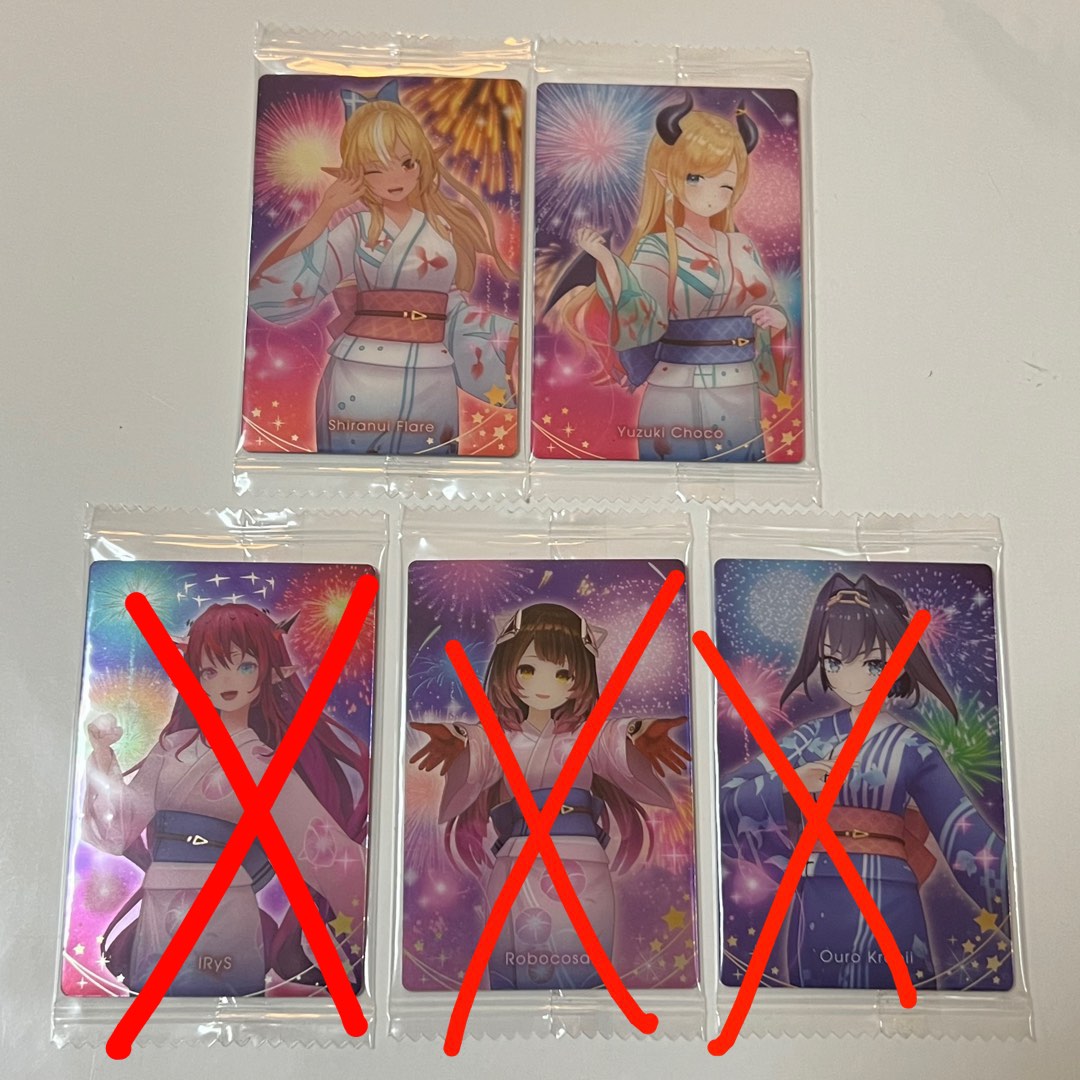 Hololive 3 wafer card Shiranui Flare Yuzuki Choco IRyS Roboco-san Ouro ...