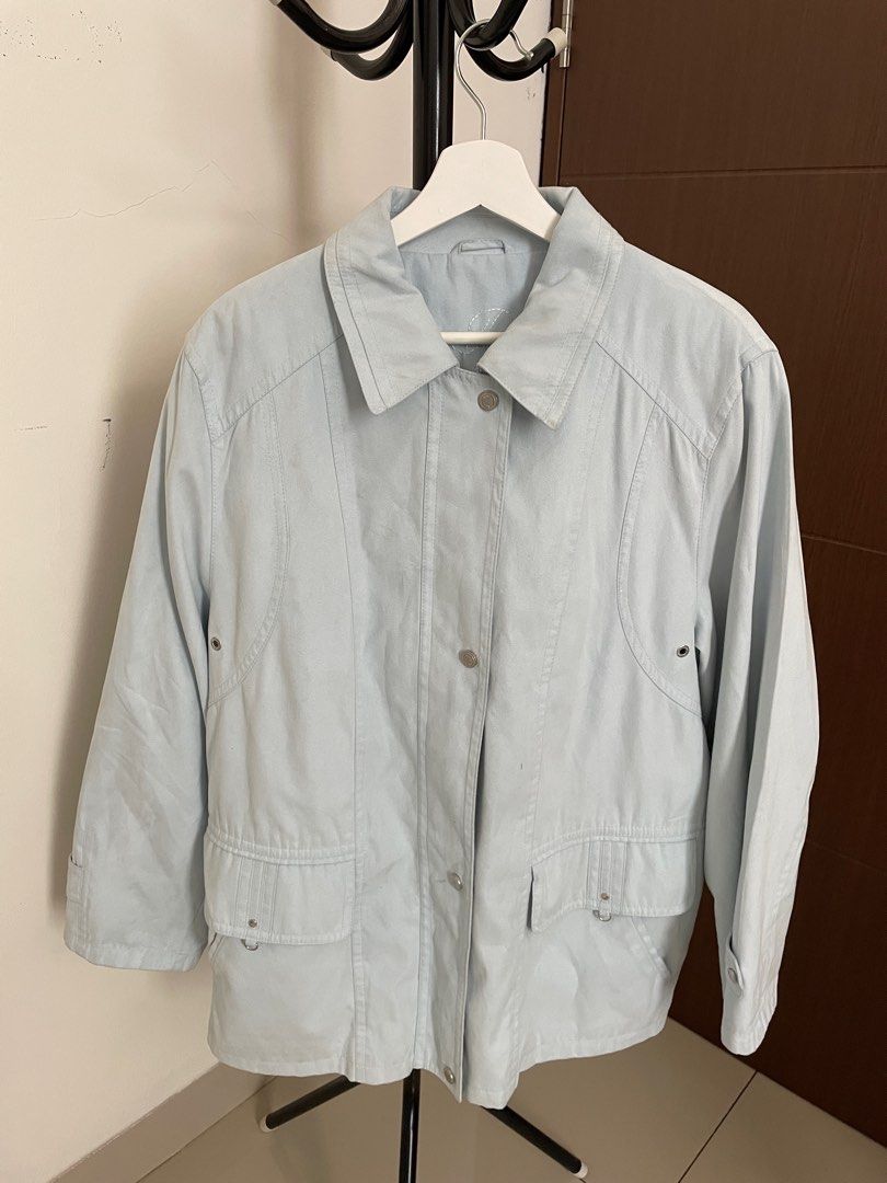 Jaket Tebal Biru Muda, Fesyen Wanita, Pakaian Wanita, Baju Luaran di ...