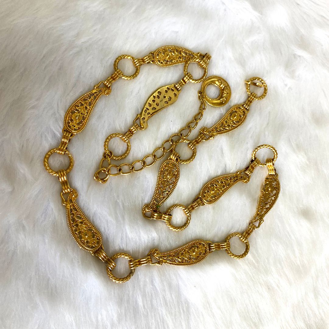 Japan Vintage Gold Tone Paisley Filigree Belt, Women's Fashion, Watches ...