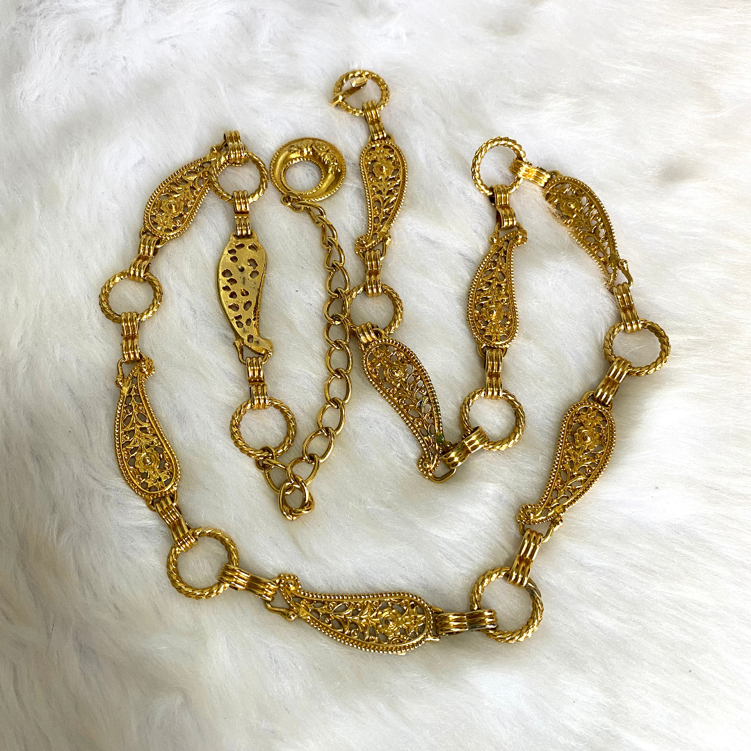 Japan Vintage Gold Tone Paisley Filigree Belt, Women's Fashion, Watches ...