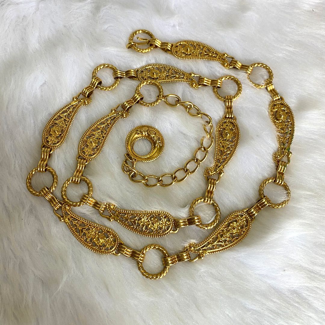 Japan Vintage Gold Tone Paisley Filigree Belt, Women's Fashion, Watches ...