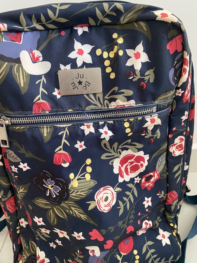 JuJuBe backpack breastmilk diaper floral bag navy blue, Babies & Kids ...
