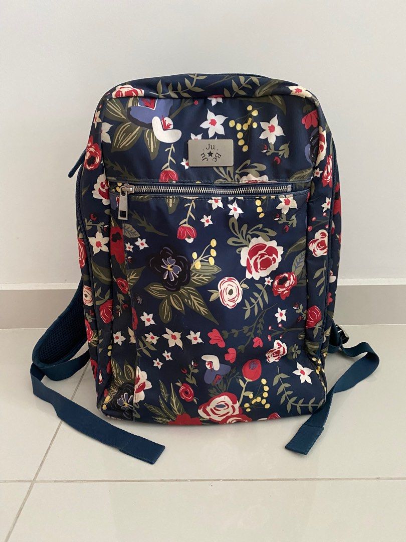 JuJuBe backpack breastmilk diaper floral bag navy blue, Babies & Kids ...