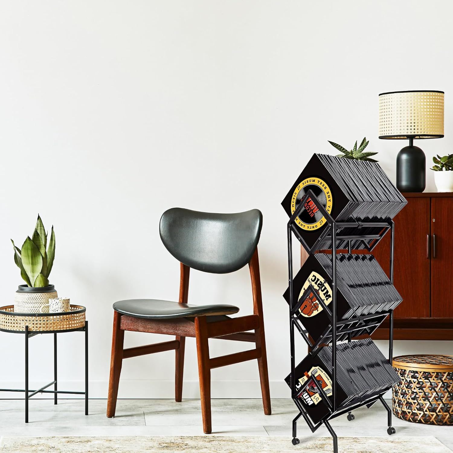 Kigley 3 Tier LP Storage Shelf Black Vinyl Record Storage Rack with ...