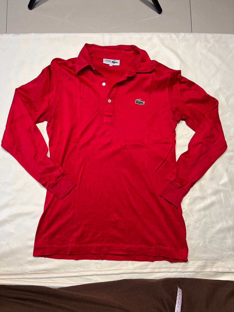 Lacoste Red Longsleeve Polo Shirt, Women's Fashion, Tops, Longsleeves ...