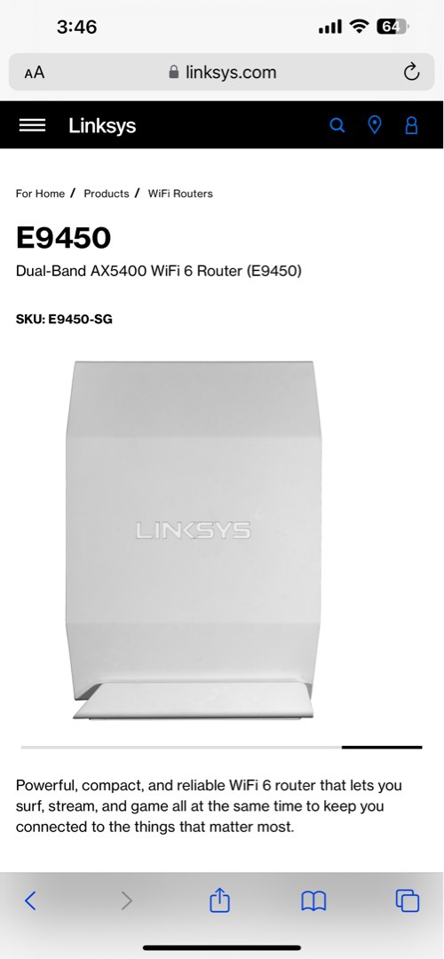 Linksys E9450 AX5400 Wi-Fi 6 router, Computers & Tech, Parts & Accessories, Networking on Carousell