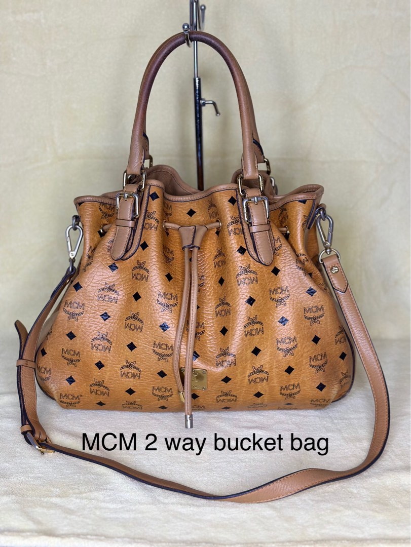 MCM 2 way bucket bag large, Luxury, Bags & Wallets on Carousell