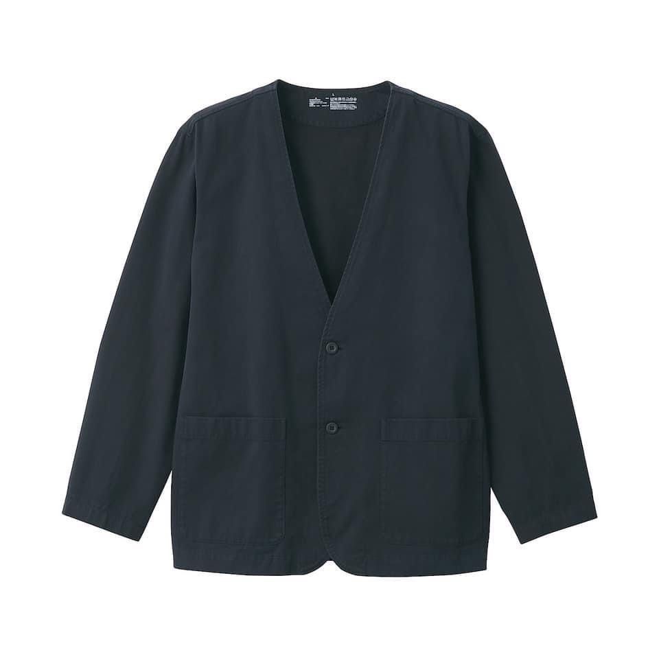 MUJI ORGANIC COTTON LYOCELL collarless shirt jacket, Men's Fashion ...
