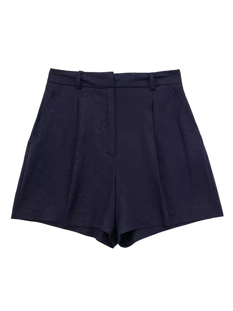 Navy Blue Linen Shorts, Women's Fashion, Bottoms, Shorts on Carousell