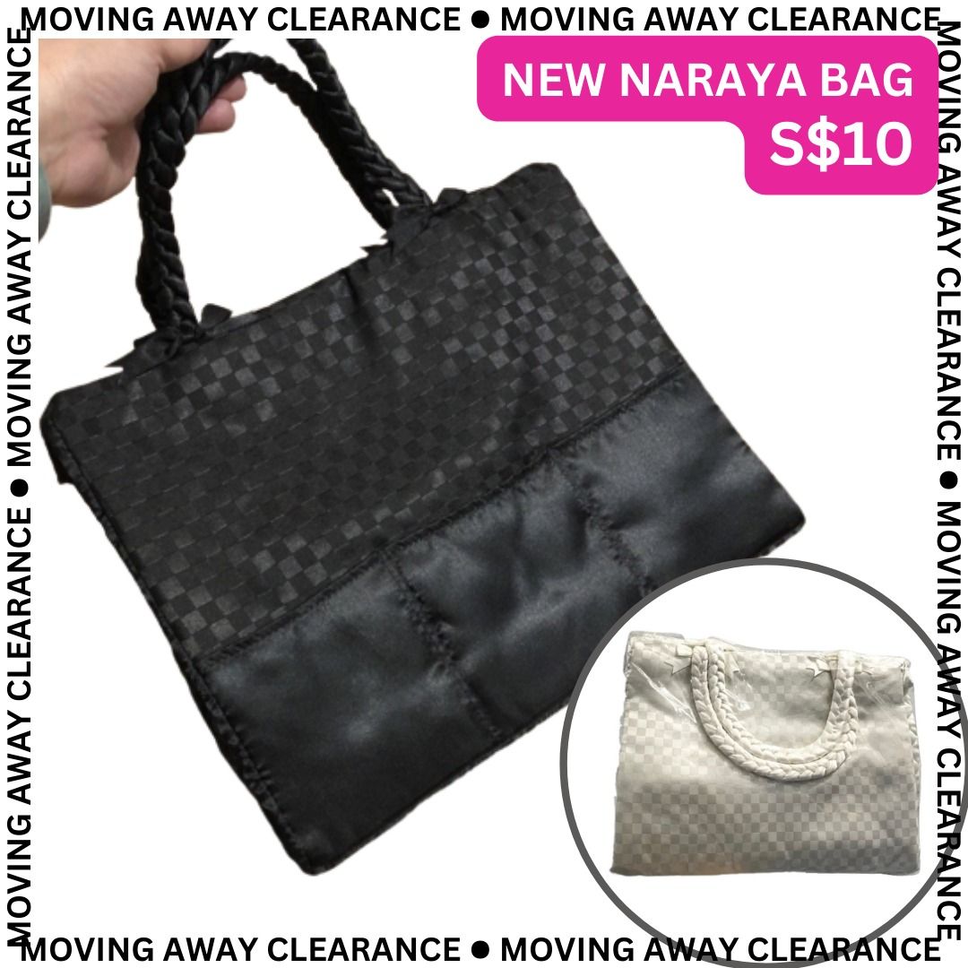 [NEW] Naraya Satin Bag with Double Braided Handle (Black / White ...