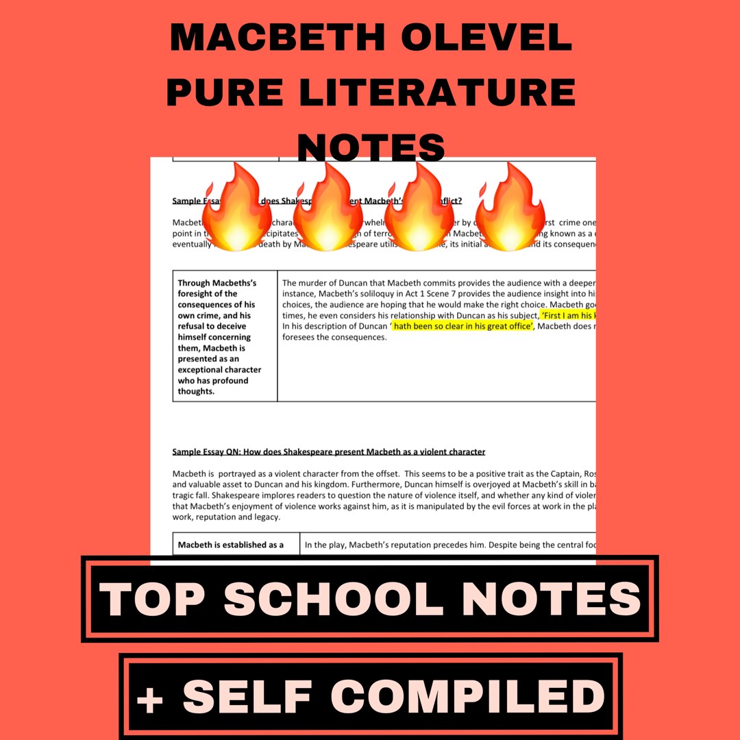 O Level MACBETH Pure Literature Notes, Everything Else on Carousell