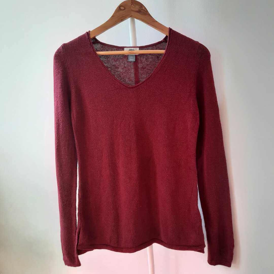 Old Navy Maroon Long Sleeve Top, Women's Fashion, Tops, Longsleeves on ...