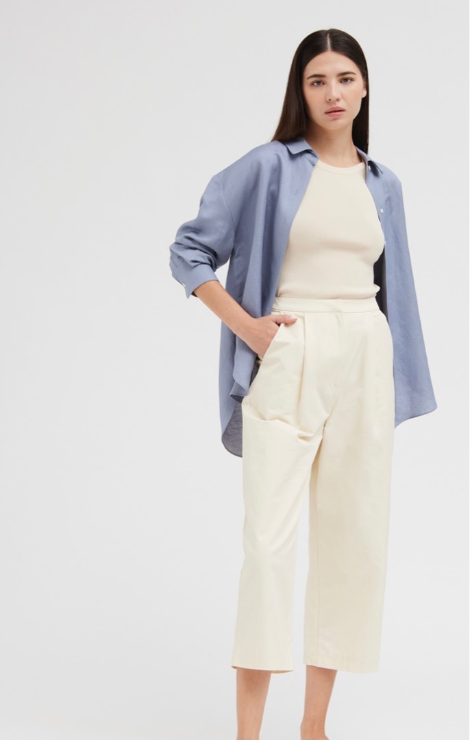 OSN Linen oversize shirt, Women's Fashion, Tops, Longsleeves on Carousell