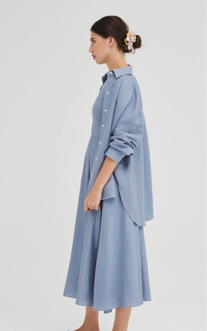 OSN Linen oversize shirt, Women's Fashion, Tops, Longsleeves on Carousell