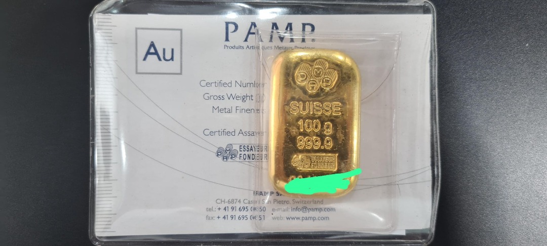 PAMP Gold Cast Bar - Circulated in good condition - 100 g, Hobbies ...