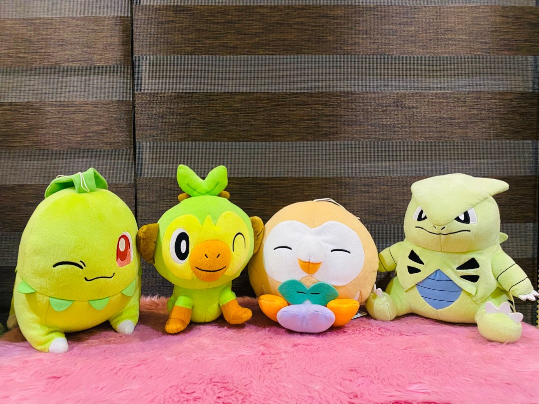 Pokemon bundle A Chikorita, Grookey, Rowlet and Tyranitar plushies ...
