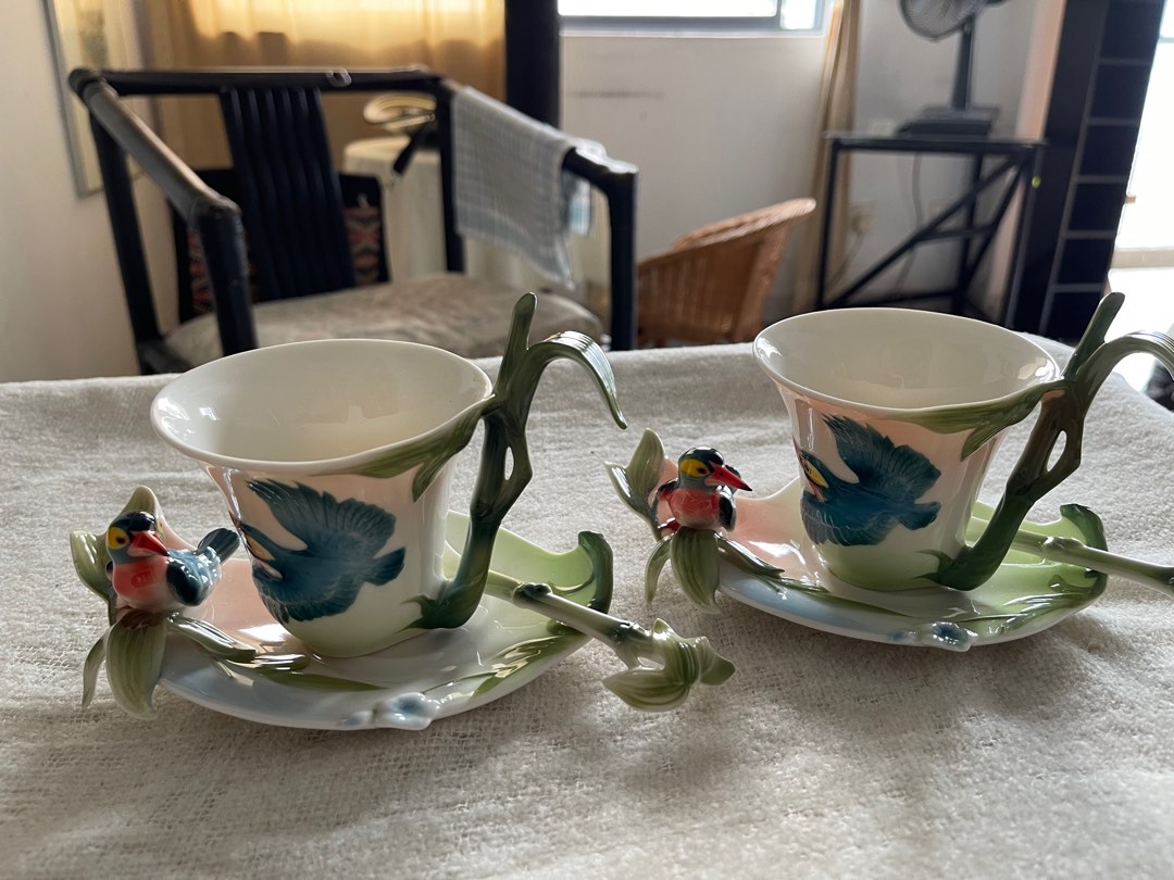 Porcelain Hummingbird Coffee / Tea Set Cup Saucer Spoon., Furniture ...