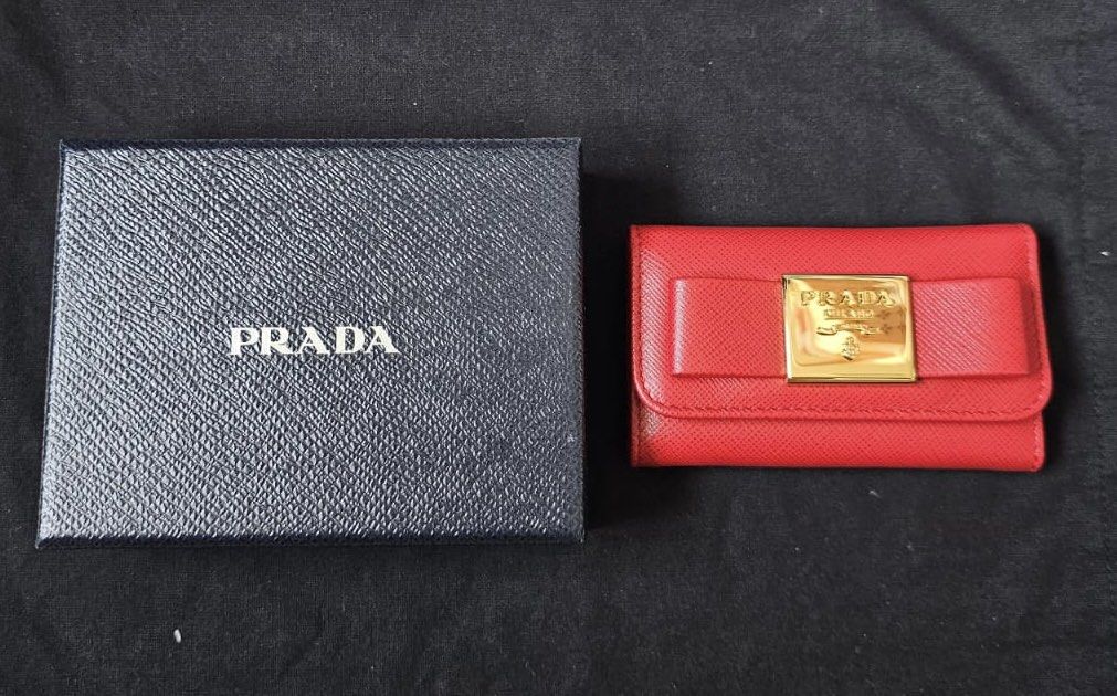 Prada Bow Key Holder Peonia Saffiano Leather, Women's Fashion, Bags ...