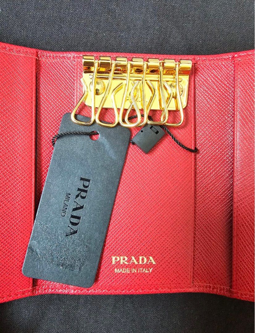 Prada Bow Key Holder Peonia Saffiano Leather, Women's Fashion, Bags ...
