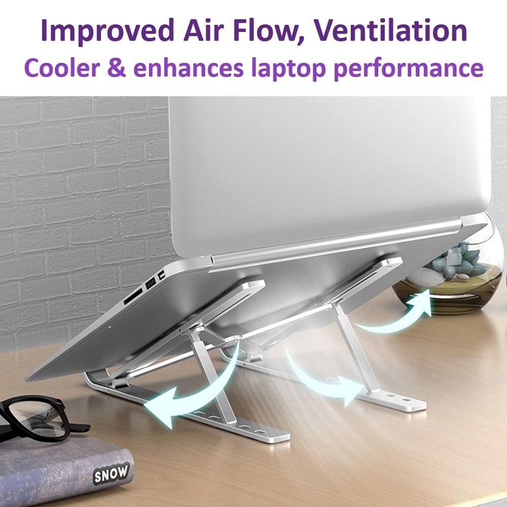 Premium Aluminum ABS Laptop Stand Foldable Portable Adjustable Height ...