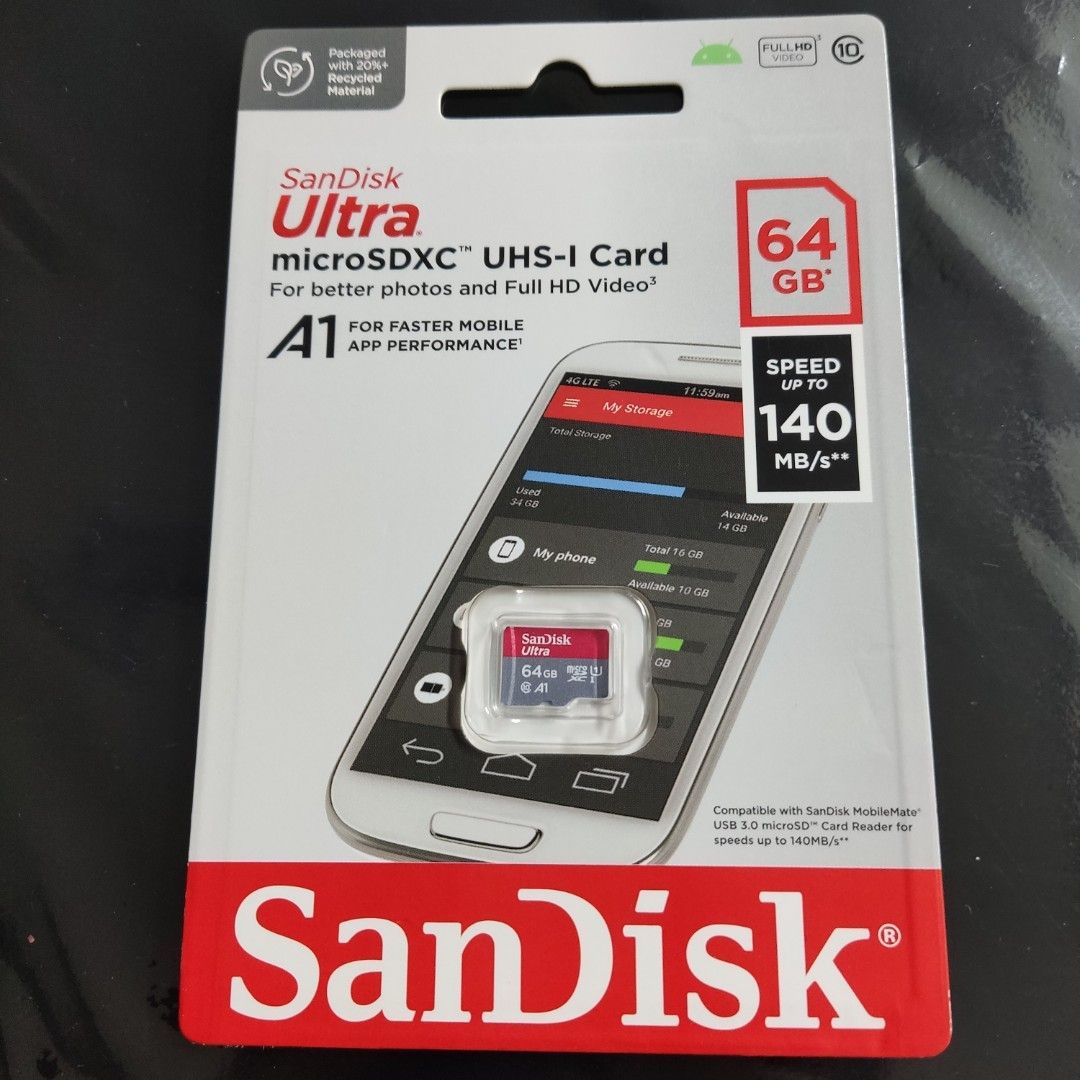 SanDisk Ultra 64Gb Speed up to 140Mb/s, Mobile Phones & Gadgets, Mobile ...