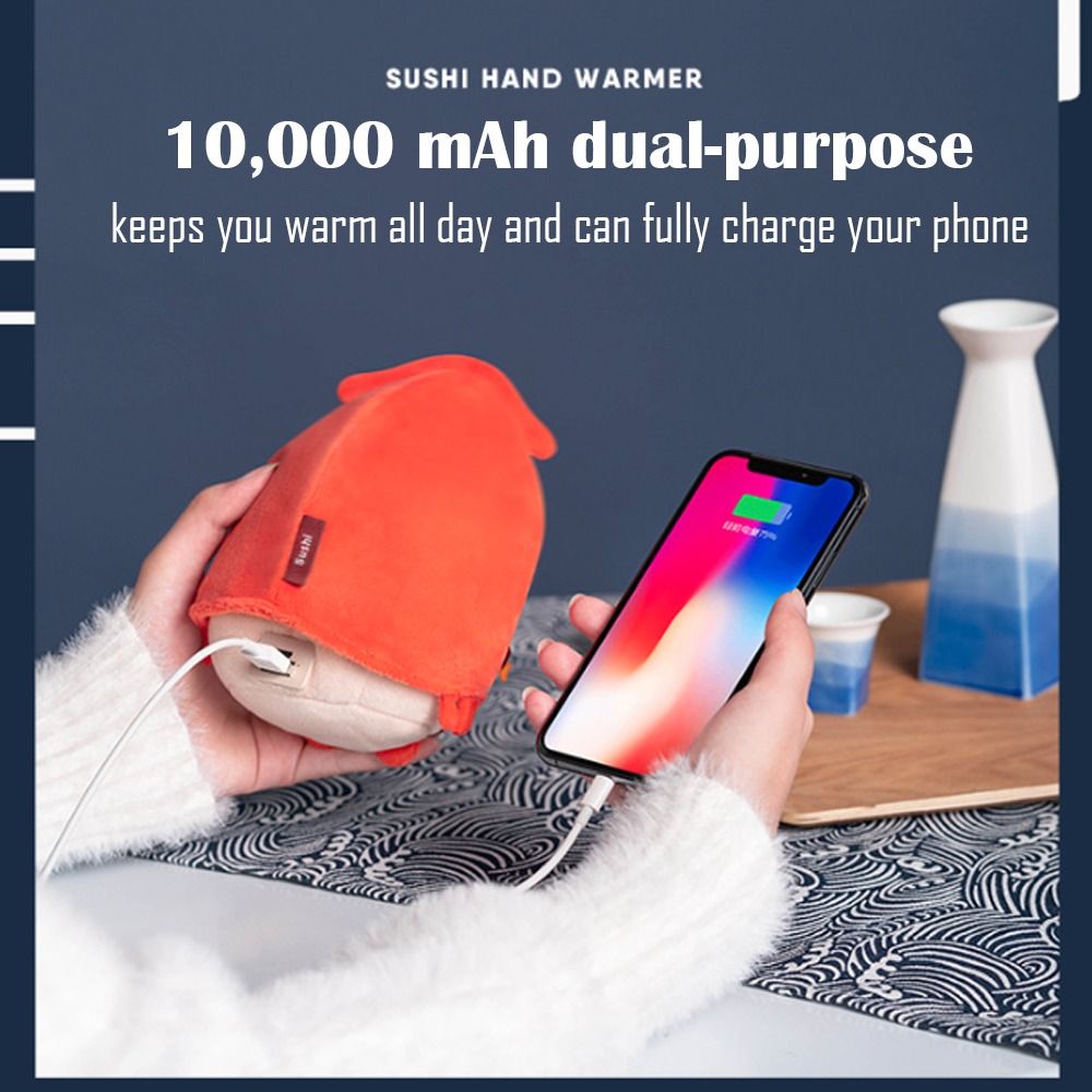 Sushi Hand Warmer Power Bank 2-in-1 Plush Hand Warmer Cute Cartoon ...