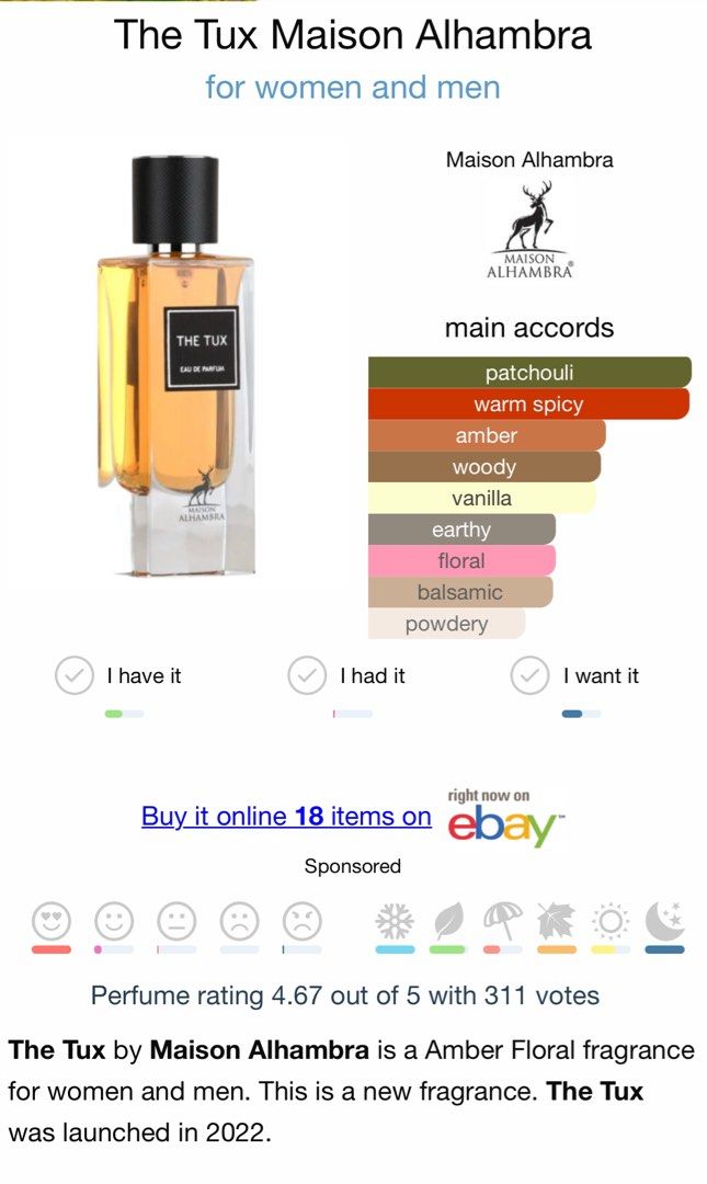 The Tux Maison Alhambra, Beauty & Personal Care, Fragrance & Deodorants on Carousell