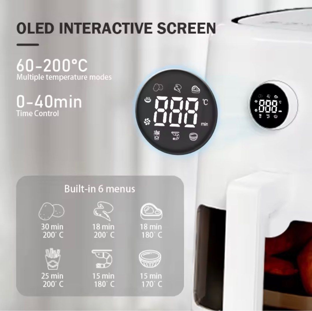 Tjean 5L large visual display Air Fryer, TV & Home Appliances, Kitchen ...