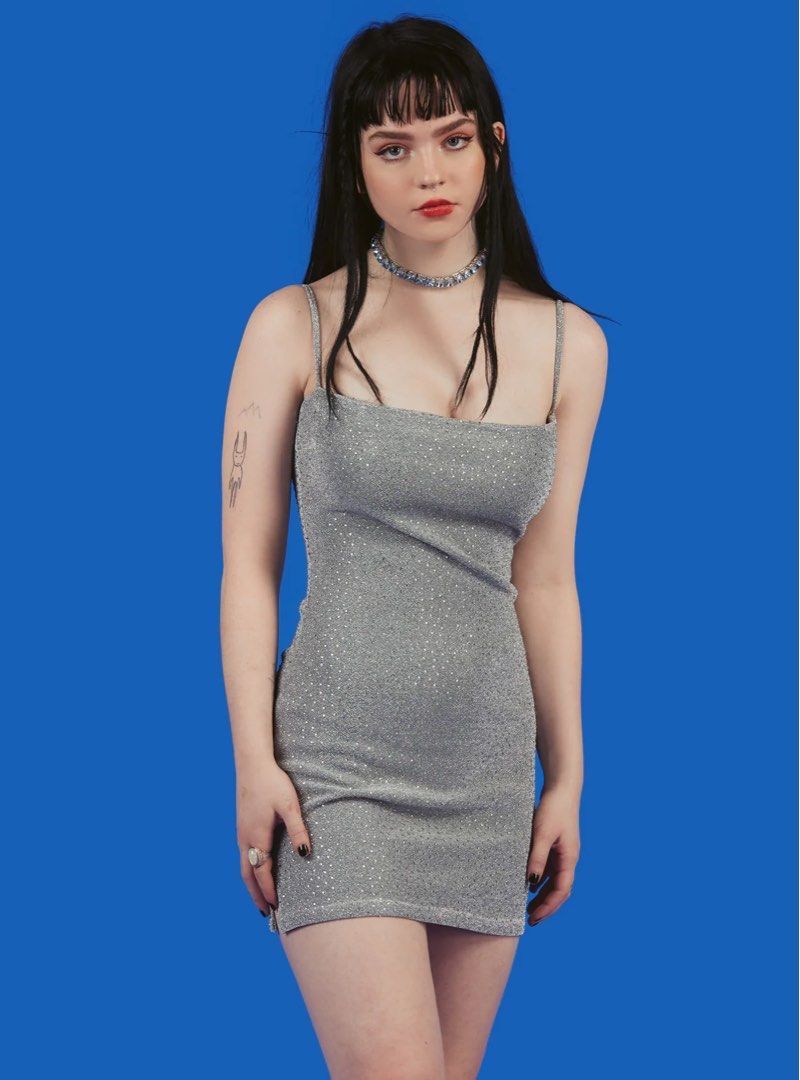 unif o-ren silver gem dress, Women's Fashion, Dresses & Sets, Dresses ...