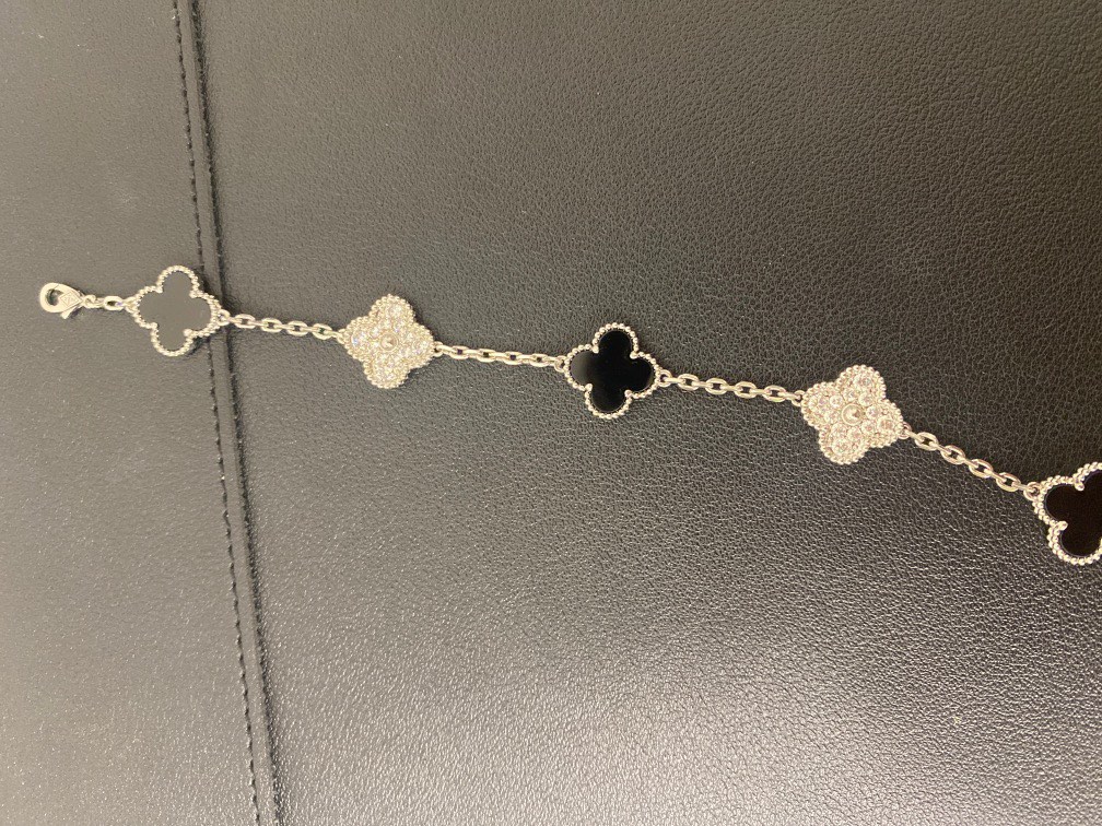 VCA Van Cleef & Arpels black and diamond silver vintage Alhambra ...