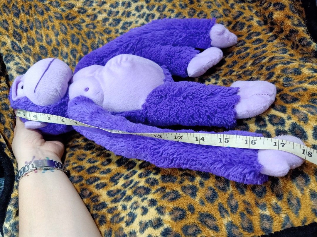 VERY CUTE ANIMAL ALLEY PURPLE HANGING CHIMP MONKEY PLUSH TOY (VELCRO ...