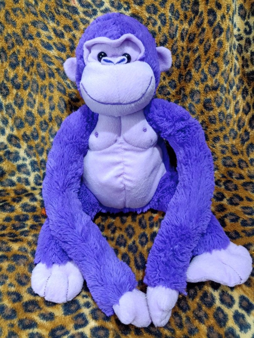 VERY CUTE ANIMAL ALLEY PURPLE HANGING CHIMP MONKEY PLUSH TOY (VELCRO ...