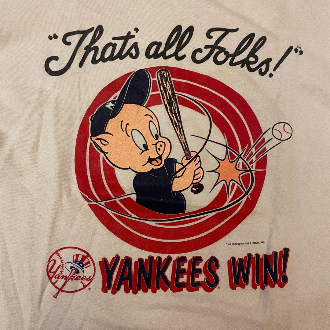 Vintage 1990 Nutmeg Warner Bros Porky Pig x MLB New York Yankees Shirt ...