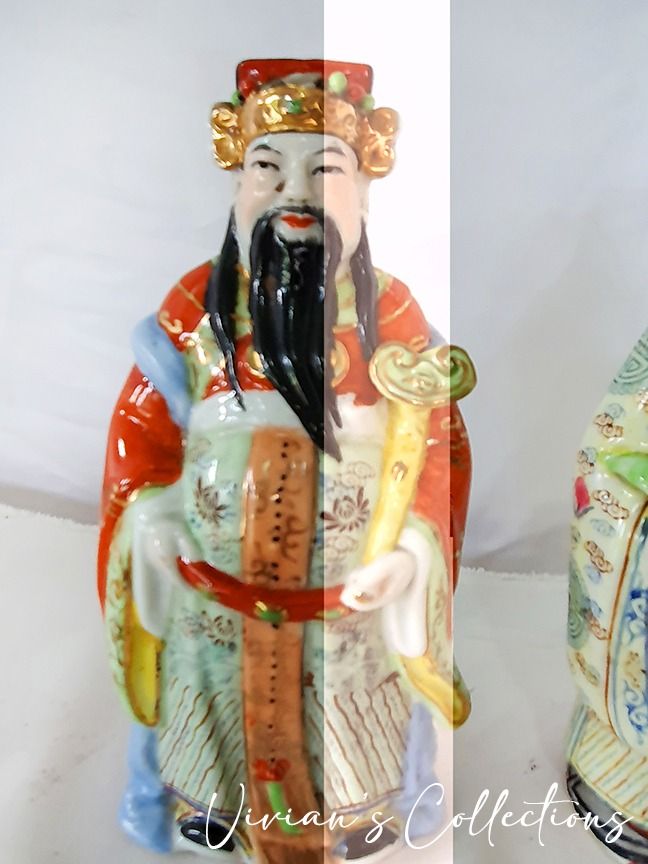 Vintage Chinese Deity Porcelain Statues Star Gods Fu Lu Shou Set ...