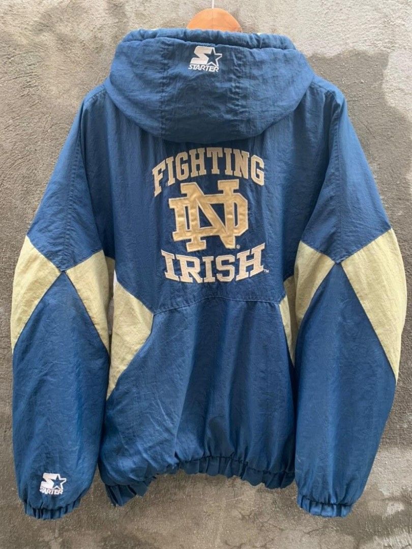 VINTAGE STARTER NOTRE DAME FIGHTING IRISH HALF ZIP PUFFY WINTER JACKET ...