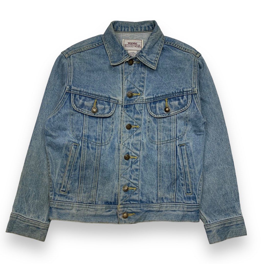 Vintage wrangler rugged wear trucker denim jacket, Fesyen Pria, Pakaian ...