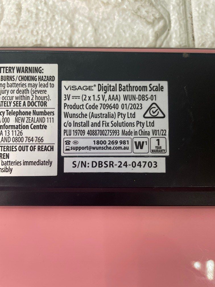 Visage Digital Weighing Scale Pink, Health & Nutrition, Health Monitors ...