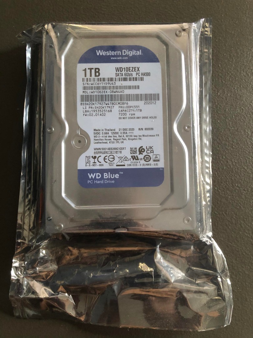 Western Digital Blue 1TB Hard Drive (HDD), Computers & Tech, Parts ...