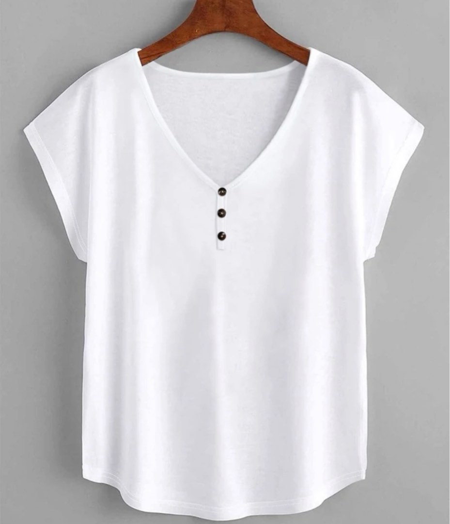 white basic top, Women's Fashion, Tops, Shirts on Carousell