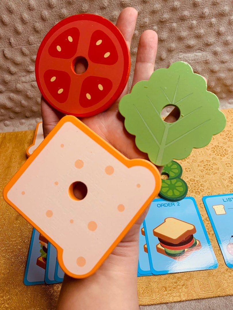 Wooden sandwich stacking toy, Hobbies & Toys, Toys & Games on Carousell